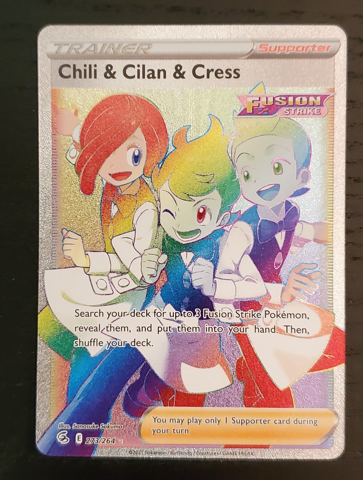 Pokemon Chili & Cilan & Cress 273/264 Fusion Strike Full Art Secret ...