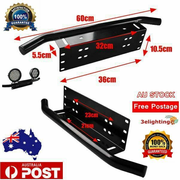 23'' Bull Bar Front Bumper License Number Plate Mount Bracket LED Light ...