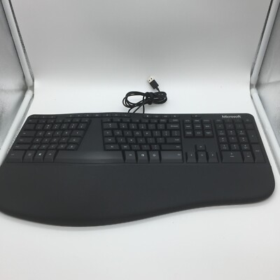 Microsoft LXM-00001 Model 1878 Wired USB 2.0 Ergonomic Keyboard Black ...