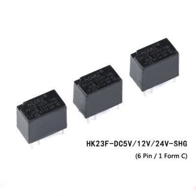DC 5V 12V 24V PCB Relay 6 Pin 2A Black Relay 1 Form C HK23F Relay DIP6 ...