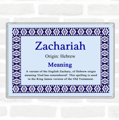 Zachariah Name Meaning Jumbo Fridge Magnet Blue | eBay UK