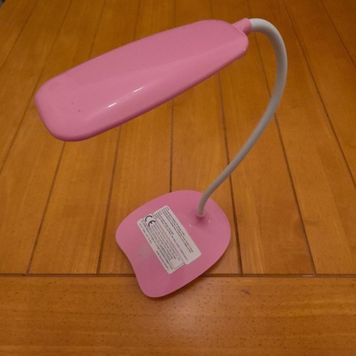 LED Desk/ Bedside Touch Dimming Lamp, USB Charging Cable - Pink Plastic ...