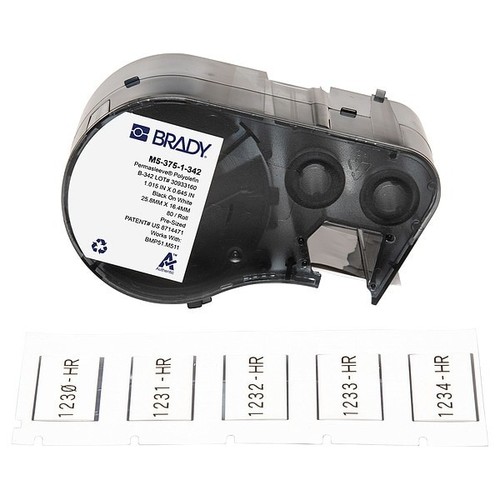 Brady Wire and Cable Label,White,Matte M5-375-1-342 Brady M5-375-1-342 ...
