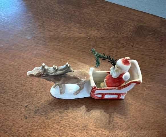 Hertwig Factory Antique German Bisque Santa and Reindeer with original ...