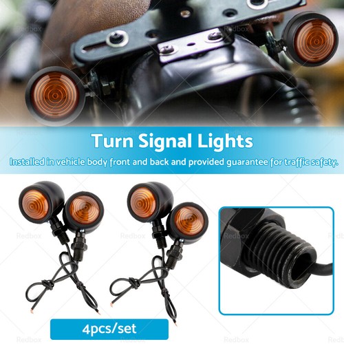4x Black Motorcycle Amber Bullet Indicators Universal Turn Signal ...