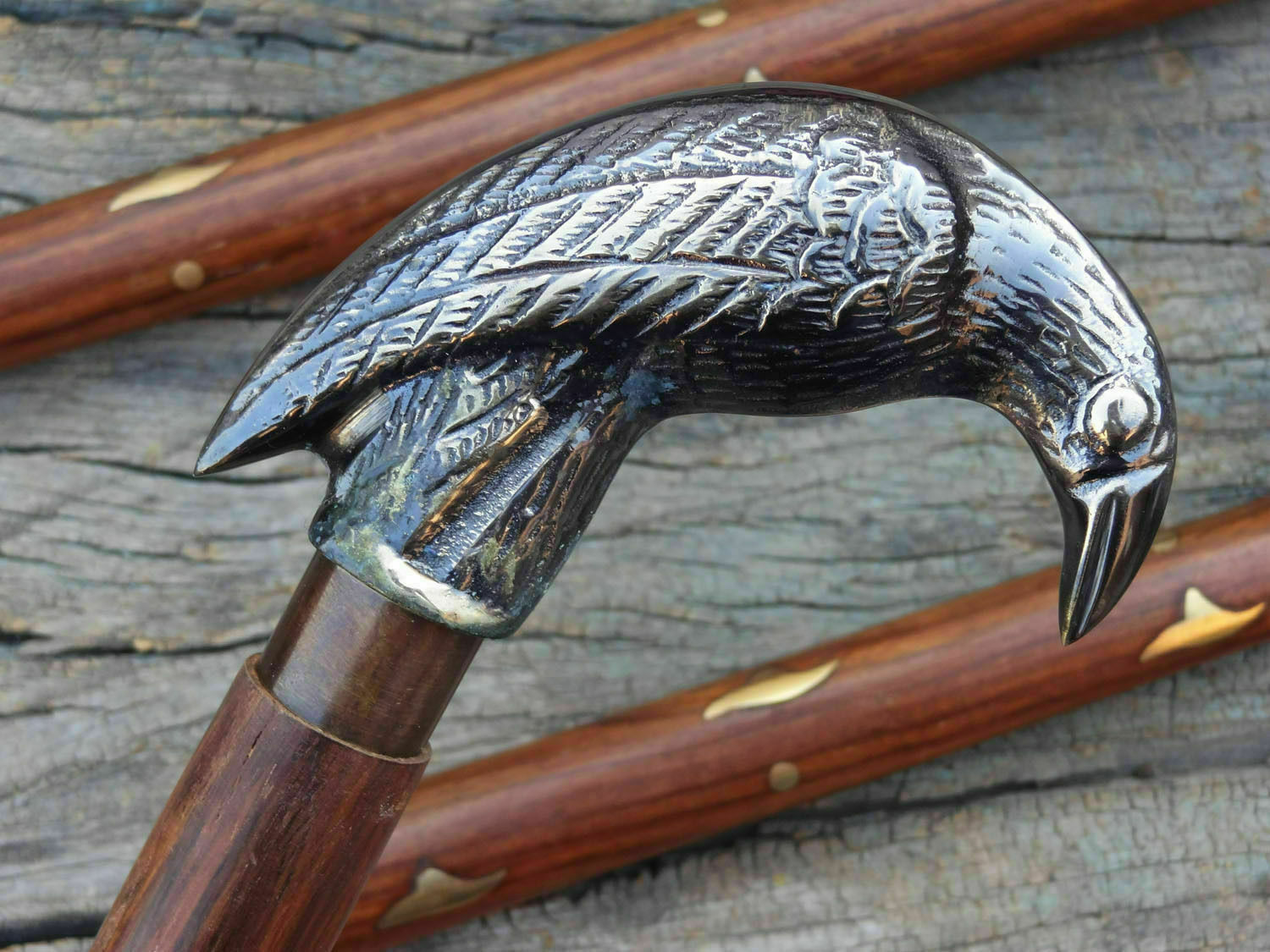 Antique Designer Brass Crow Head Handle Victorian Woo… - Gem