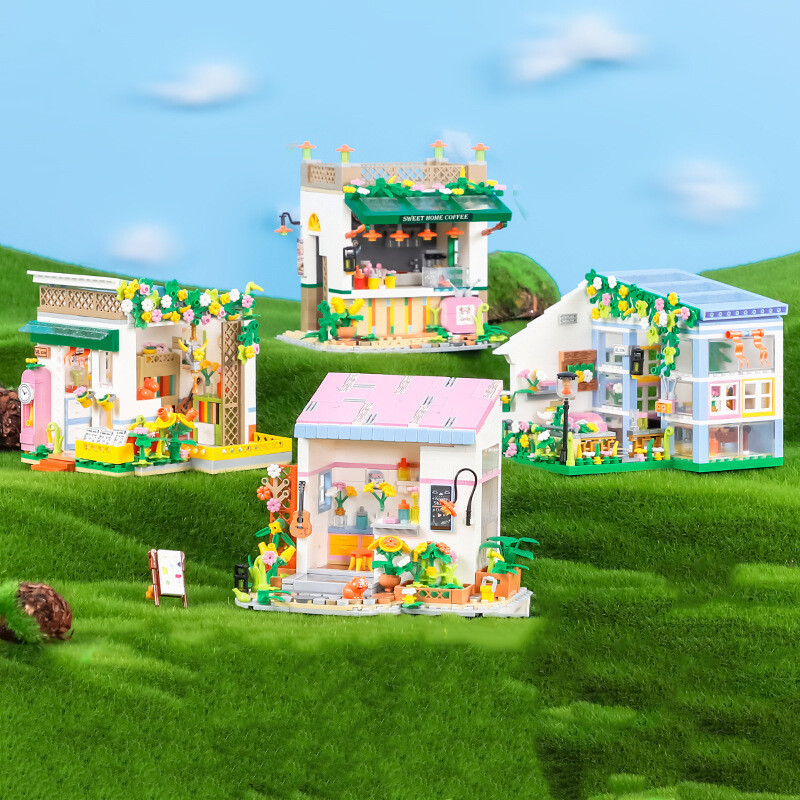Town Cafe And Art Studio Scenery Building Blos For Kids Small Particle ...