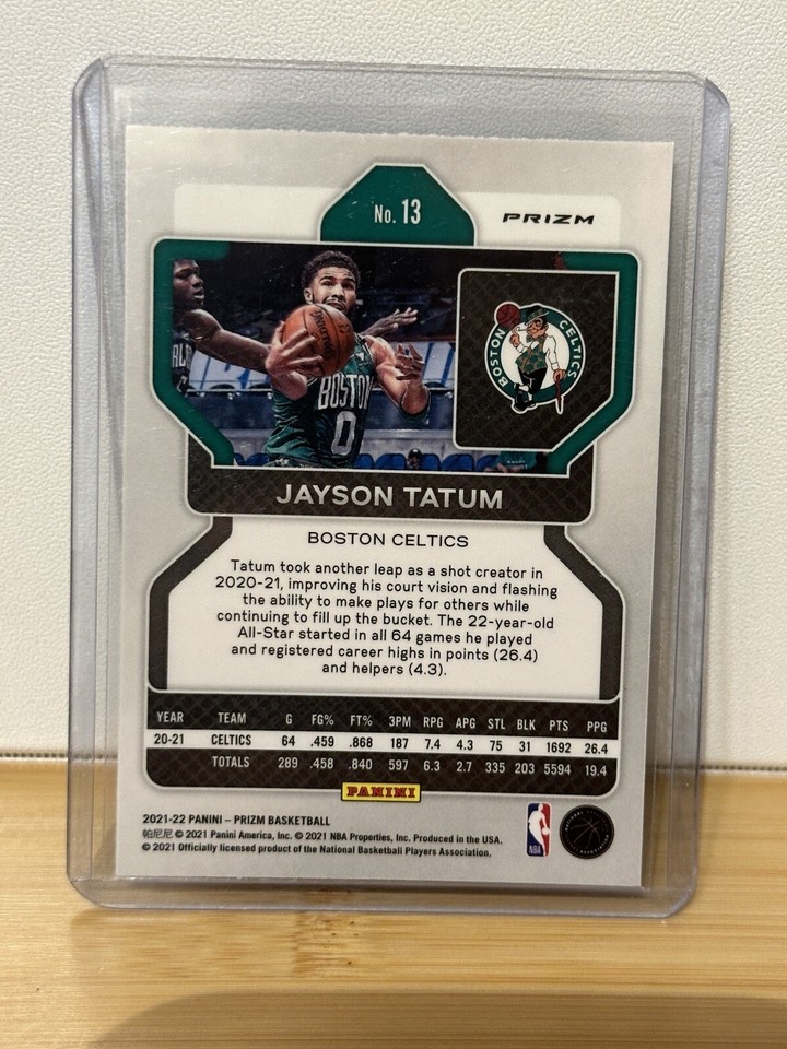 2021-22 Panini Prizm Jayson Tatum Color Match Green Prizm #13 Boston ...