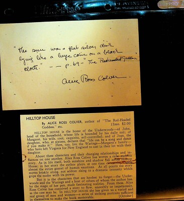 Alice Ross Colver Signed Index Card Author 1930s | eBay