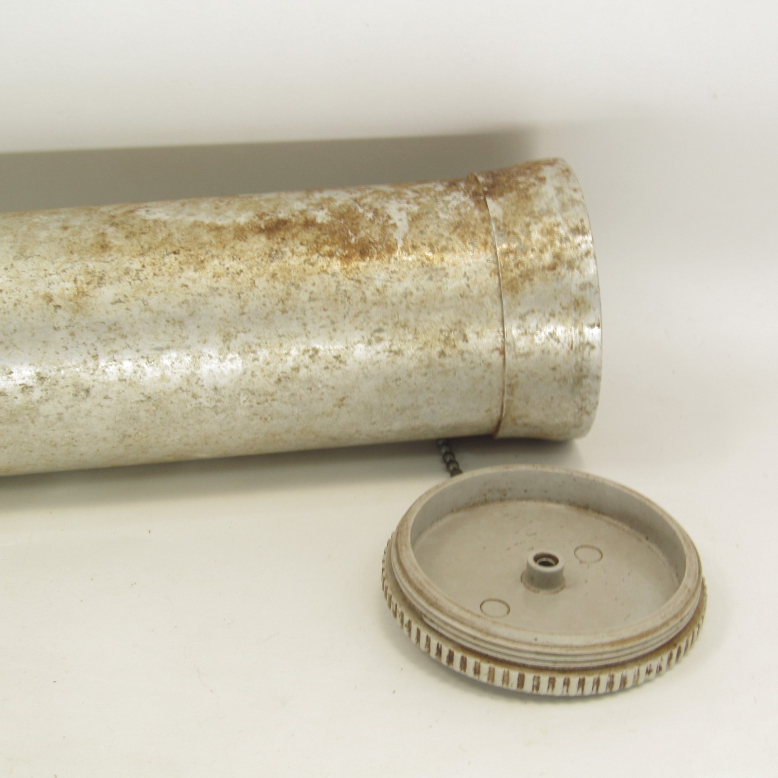 Vintage Plastic Screw Top Aluminum Storage Tube Canister with Chain ...