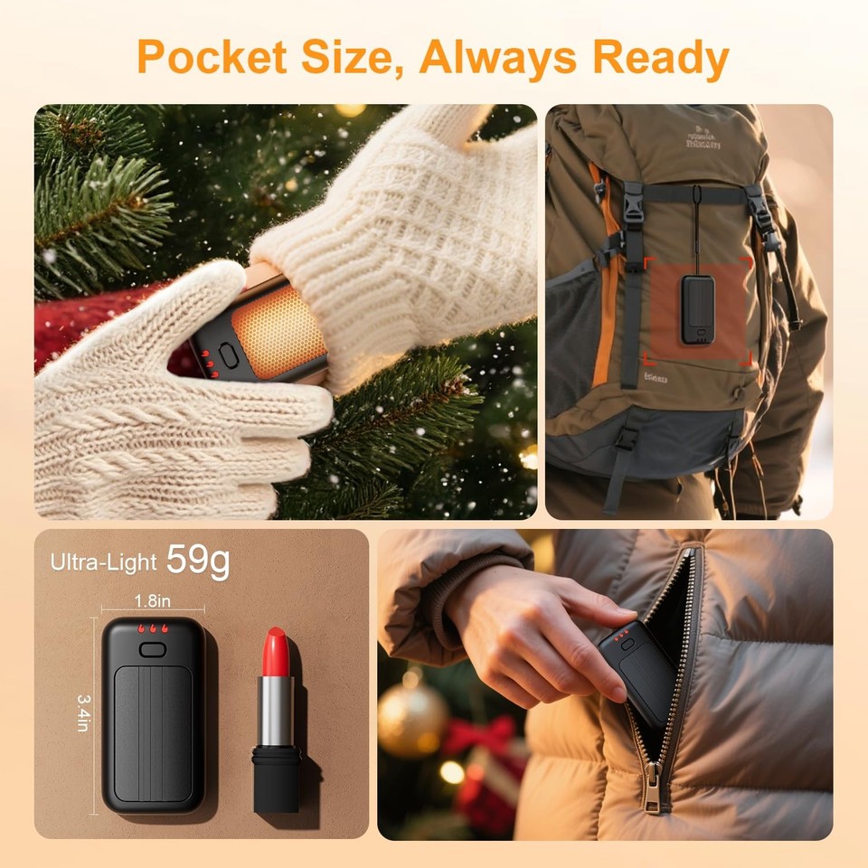 Hand Warmers, 2 Pack Rechargeable Hand Warmer, Pocket Heating Electric ...