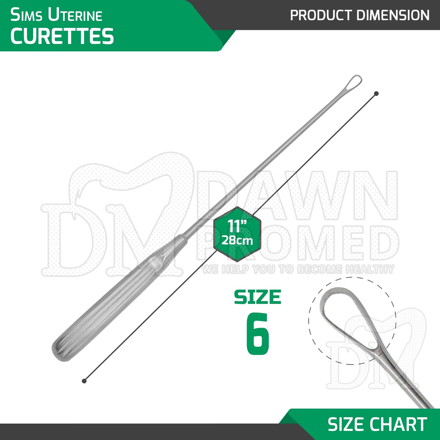 Sims Uterine Curettes Size 6 11" Sharp Blade OB/GYN Surgical Instrument ...