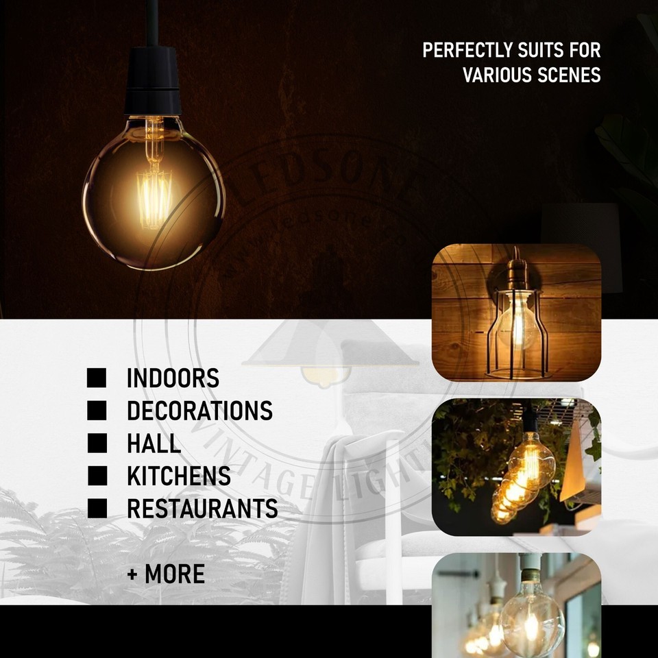Antique Style Edison Vintage LED Light Bulbs A+Industrial Filament Lamp ...