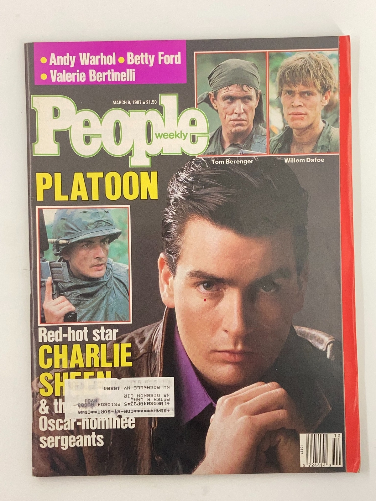 VTG People Weekly Magazine March 9 1987 Charlie Sheen Willem Dafoe Tom ...