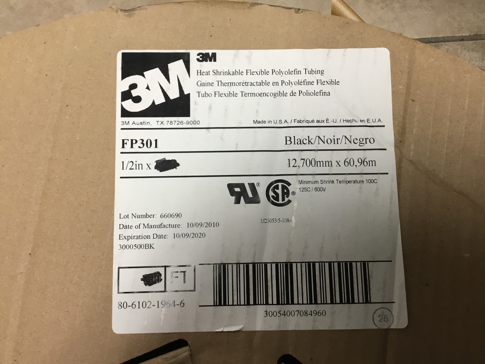 10' FT M23053/5-108-0 3M 1/2" Heat Shrink Tubing per Car Audio Alarm ...