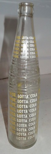 Vintage LOTTA COLA 16 oz Soda Bottle Clear Glass ACL w/Yellow & White ...