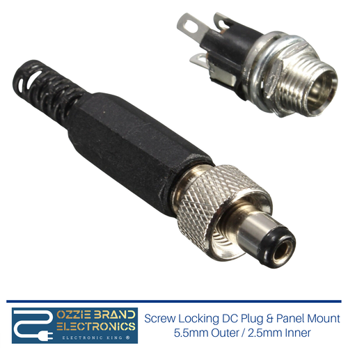 Screw Locking DC Plug & Metal Panel Mount Socket - 2.5MM x 5.5MM | eBay UK