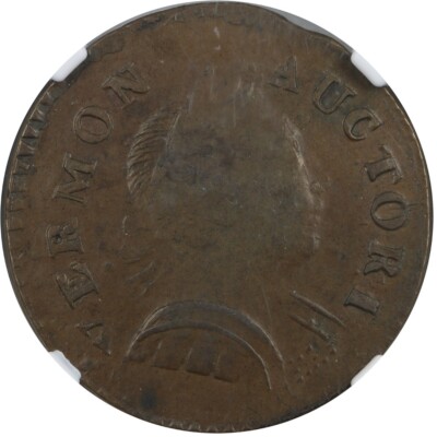 1788 Vermont Copper 1/2p RR-16 W2120 R1 Bust Right NGC EF45 CAC Furnace ...