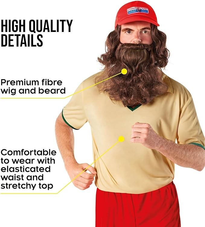 Men`s Forrest Gump Costume + Wig Beard Cap Adult Running Man Movie ...