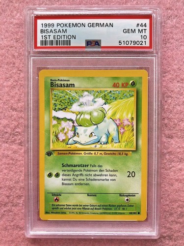 1999 Pokémon Base Set German 1st Edition Bulbasaur Bisasam #44 PSA 10 ...