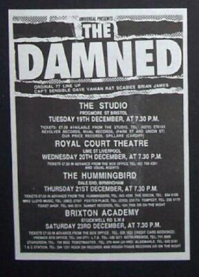 The Damned Final Damnation Era 1989 Mini Poster Type Concert Ad, Promo ...