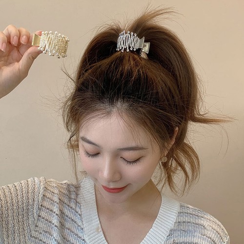 Shiny Rhinestones Hair Claw Clip Gold Sliver Color Metal Hair Clip Anti ...