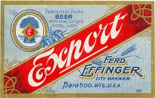 EFFINGER BREWING EXPORT BEER LABEL T SHIRT BARABOO WI SIZES SMALL ...