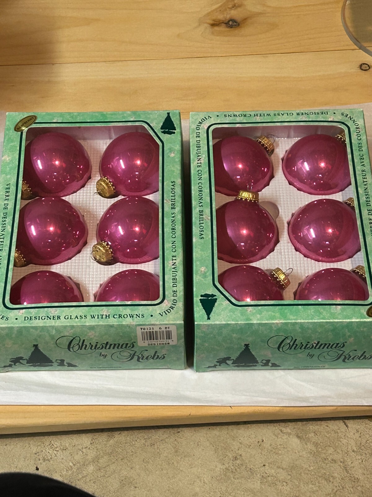 Krebs Glass Christmas Ornaments Raspberry 2 Boxes of 6 Glass Ornaments ...