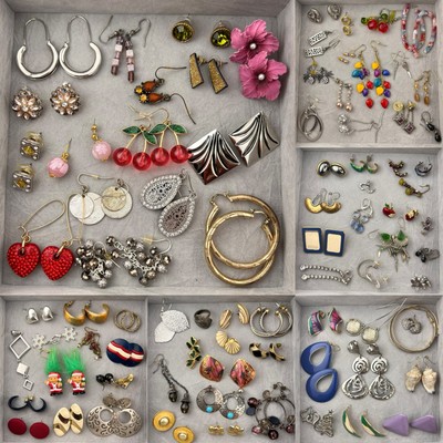 PAIR EARRINGS Vintage Modern Wearable Box Jewelry Lb Pound Estate Craft ...