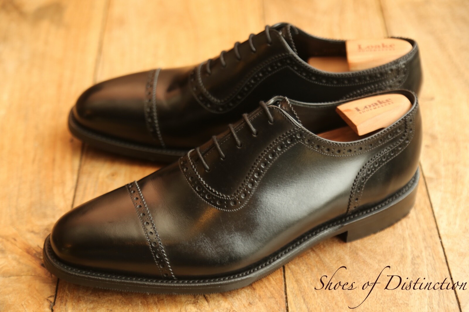Loake 1880 Fleet Leather Black Oxford Brogue Shoes Me… - Gem