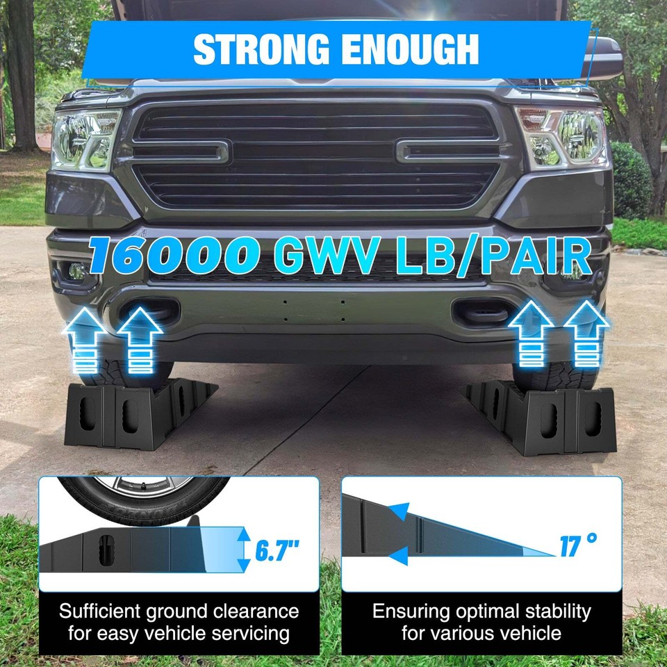 Nilight 6.7Inch Lift Heavy Duty Truck Ramps 16000lb Capacity Portable ...