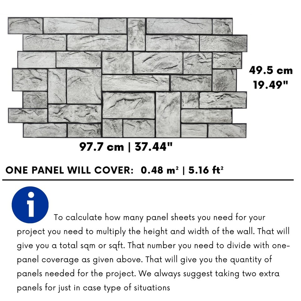 Stone Brick Effect PVC Plastic Wall Covering Panels Decorative Cladding ...