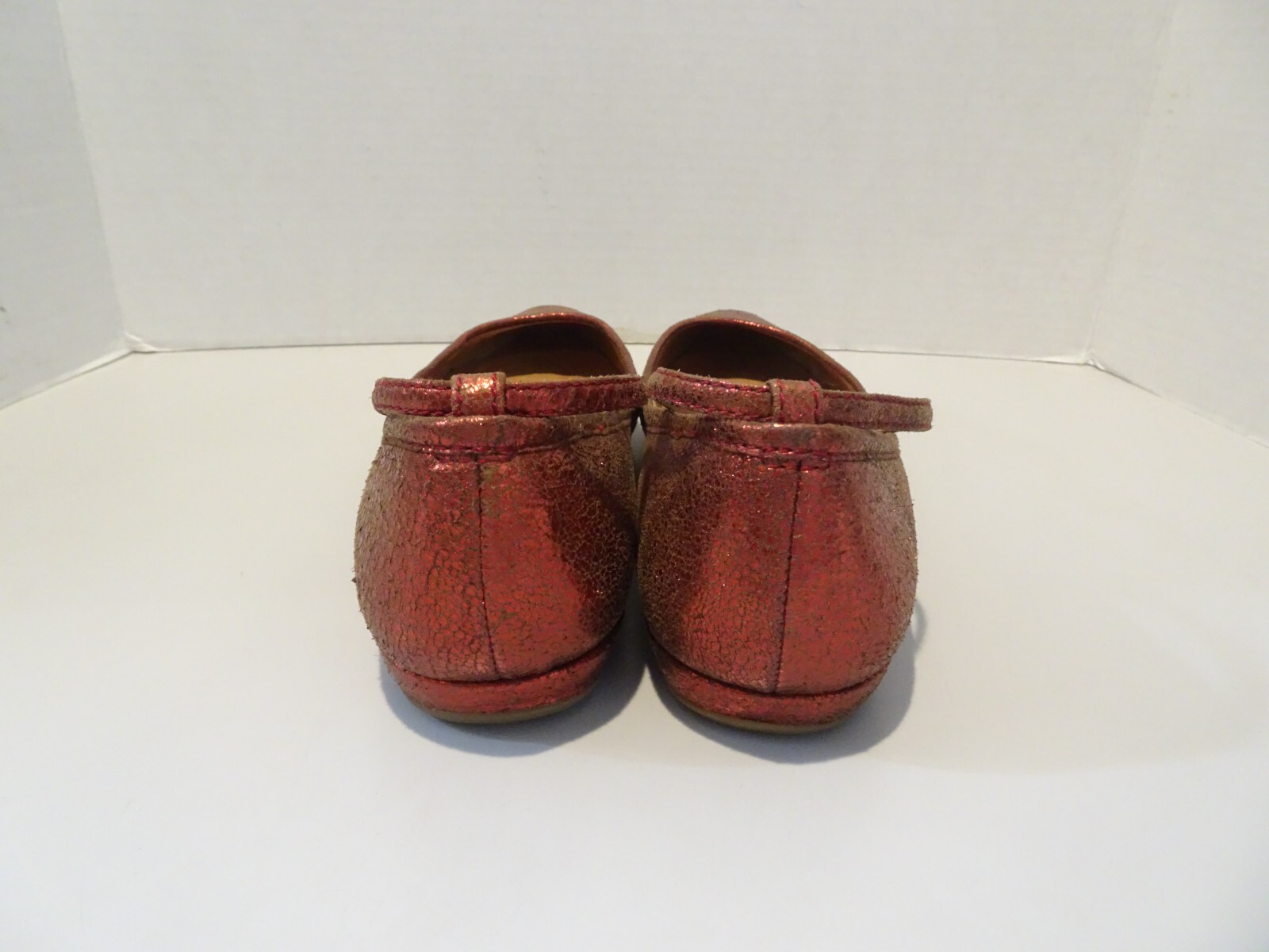 Frye Clementine Ballet Metallic Red Leather Flats Ank… - Gem