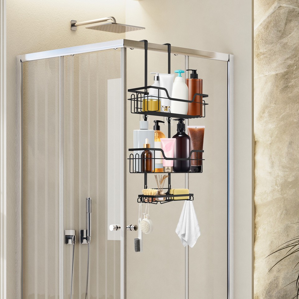 Over The Door Shower Caddy Metal 3 Tier Shower Hanging Organizer Shelf ...