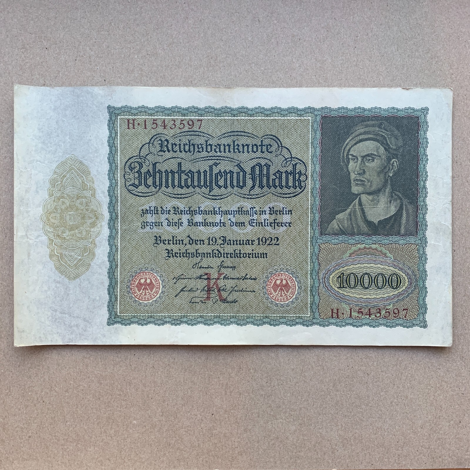 🇩🇪 XXL German VAMPIRE Note 10000 Mark Banknote 1922 Post WW1 Germany ...