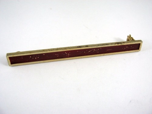 Vintage Collectible Pin: Red Center Long Gold Tone Bar Design | eBay