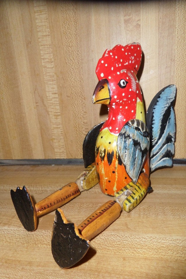 Handmade Wood Rooster Puppet Collectible | eBay