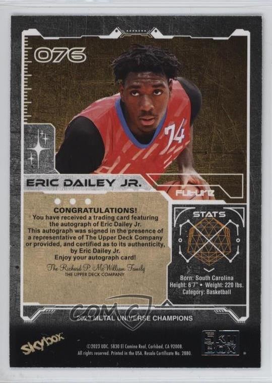 2023 Skybox Metal Universe Champions Silver Auto Eric Dailey Jr #076 ...