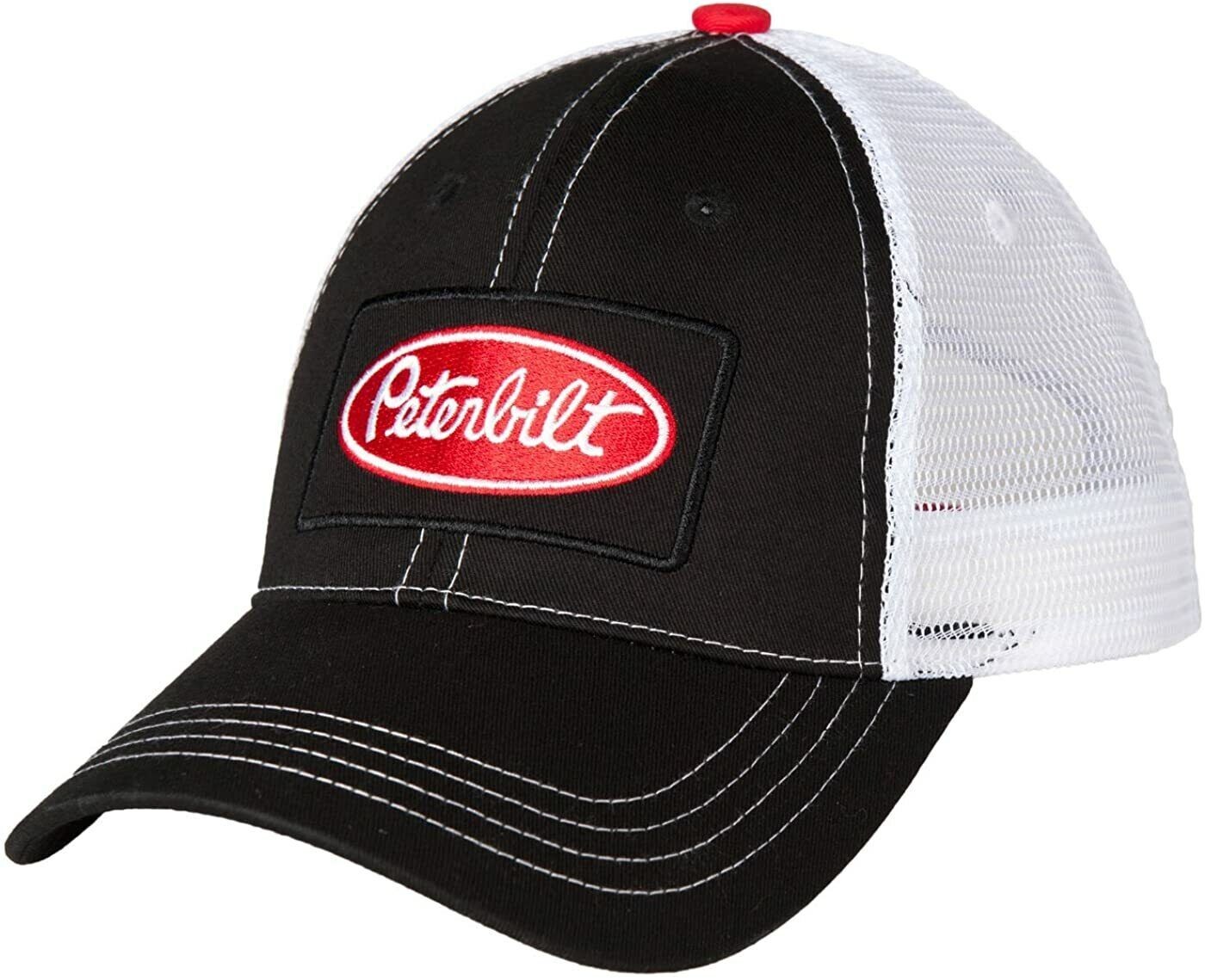 Peterbilt Trucks Patch Tri-Color Black, Red & White Snapback Mesh Cap ...