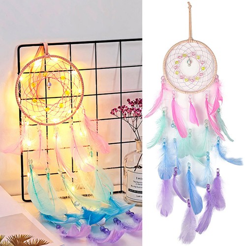 Handmade Dream Catcher with LED Lights Colorful Feather Dream Catcher ...