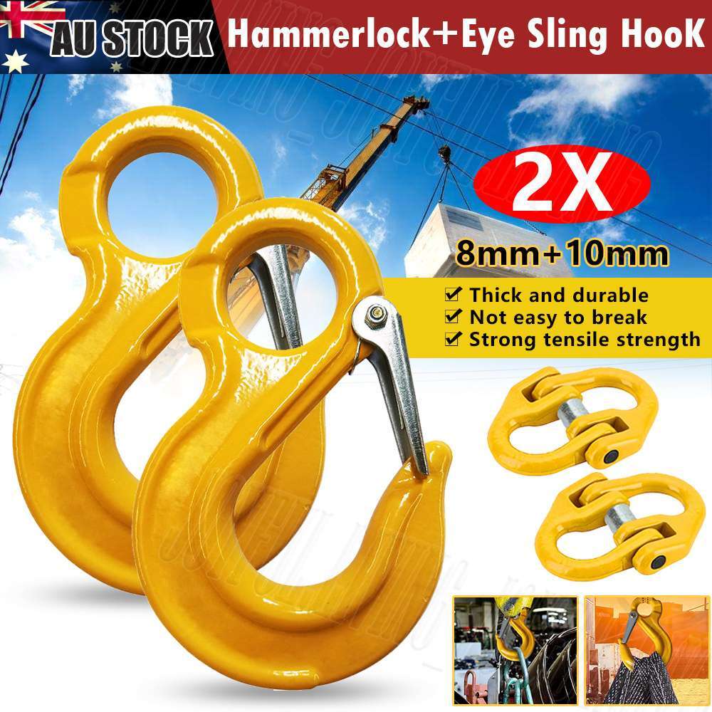 2pc 8mm Hammerlock+Eye Sling Hook Safety Chain Connecting Extend ...