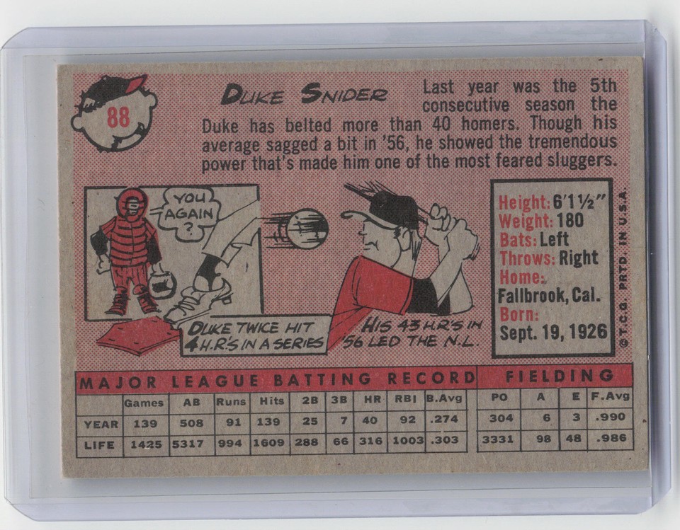 1958 Topps #88 Duke Snider | eBay