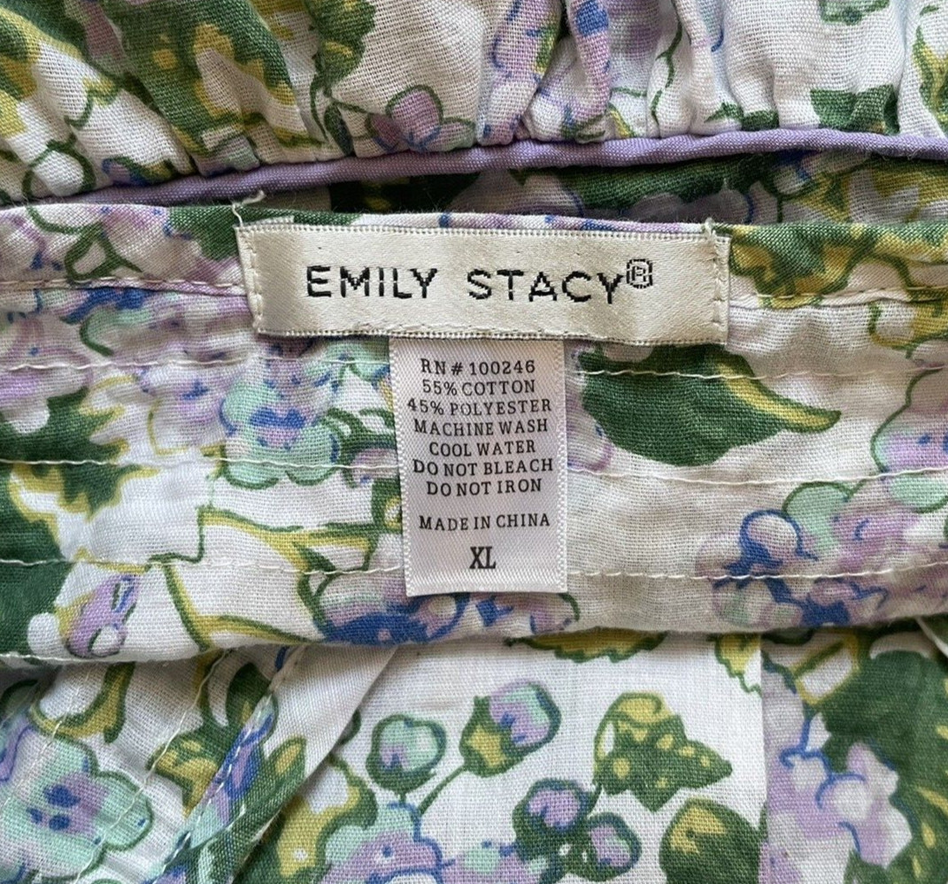 Emily Stacy Nightgown Womens XL Multicolor Floral Pea… - Gem