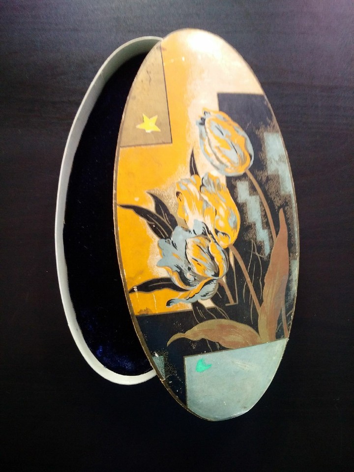 Rare Box Art Deco Paper Mache Pattern Geometric And Plant | eBay UK