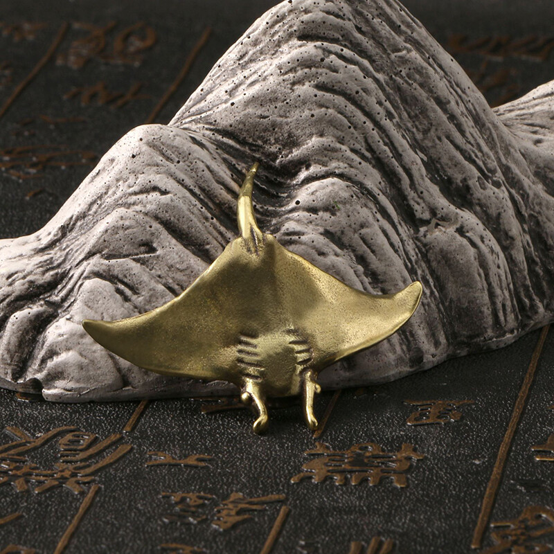 Brass Devil Fish Small Ornament Manta Ray Animal Tea Pet Home Desk DecK ...