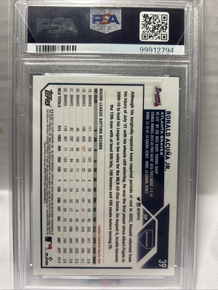 2024 Topps Chrome Ronald Acuna 2023 MVP Buyback X-Fractor /99 ATL ...