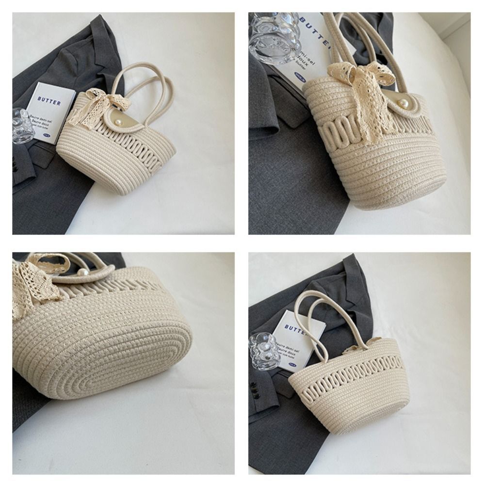 Cotton Handmade Woven Bag Rope Woven Beach Bag Retro Handbag | eBay