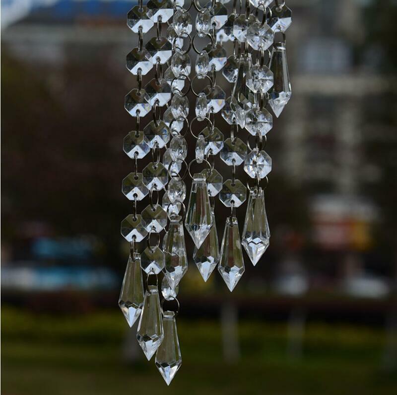 12pcs 50cm Acrylic Crystals Bead String Drop Prism Pendant Wedding ...