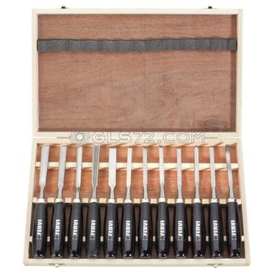 12 PCS WOOD CARVING CHISEL TOOL SET WOODWORKING GOUGES + BOX FERVI 0306 ...