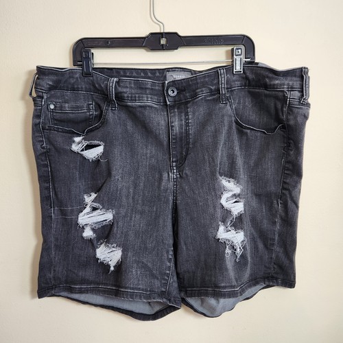 womens torrid sz 24 distressed grey jean shorts cuff leg holes feel the ...